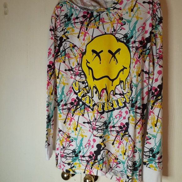 Hustle | Shirts | Stay Trippy Drip Smiley Happy Face Graphic Print ...